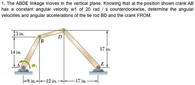 1. The ABDE linkage moves in the vertical plane. Knowing that at the ...