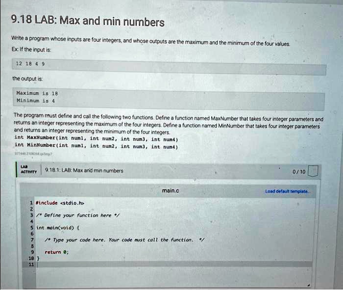 918 Lab Max And Min Numbers Write A Program Whose Inputs Are Four Integers And Whose Outputs 