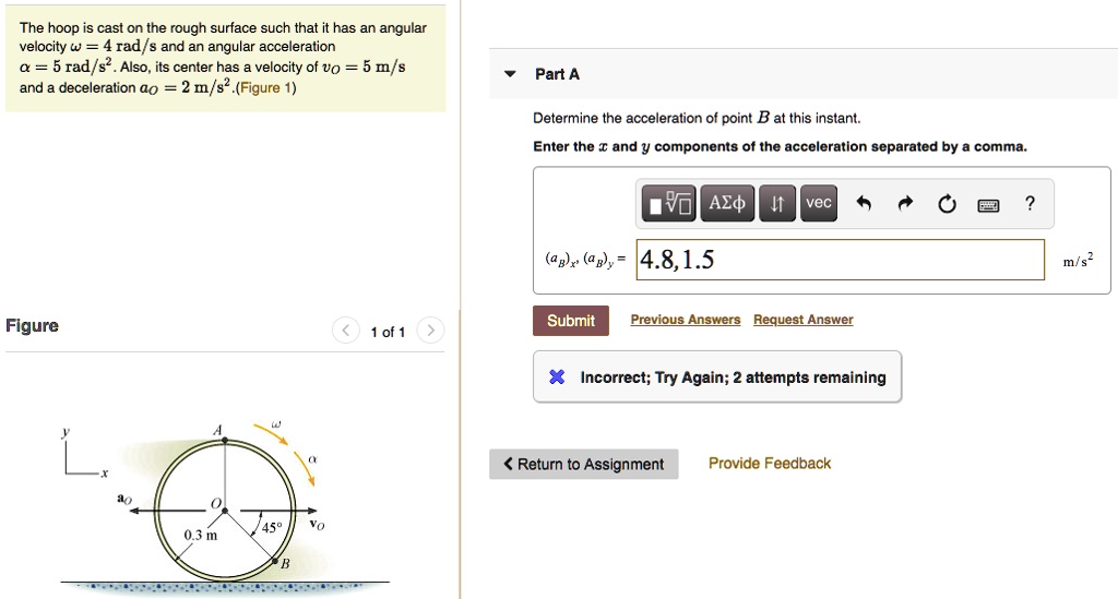 SOLVED: The hoop is cast on the rough surface such that it has an angular velocity w = 4 rad/s ...