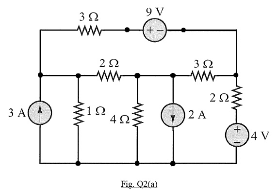 SOLVED: Consider the DC circuit in Fig. Q2(a). Using nodal analysis, find the power supplied by ...