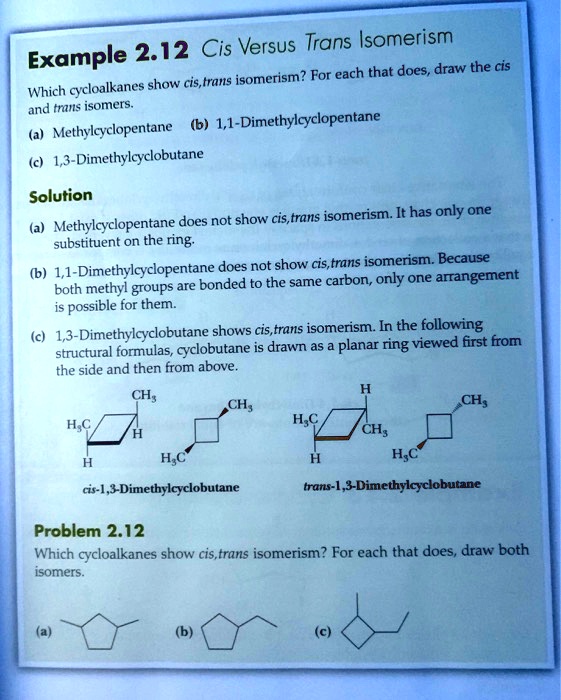SOLVED:12 Cis Versus Trans Isomerism Example 2. For each that does ...