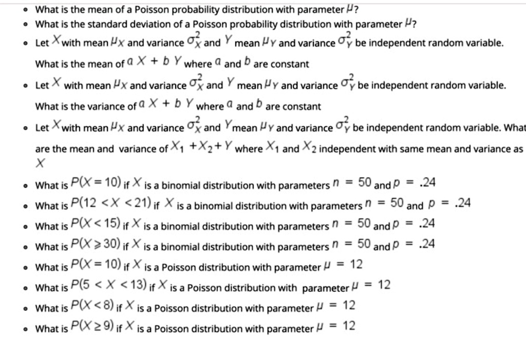 what is the mean of a poisson probability distribution with parameter 4 ...