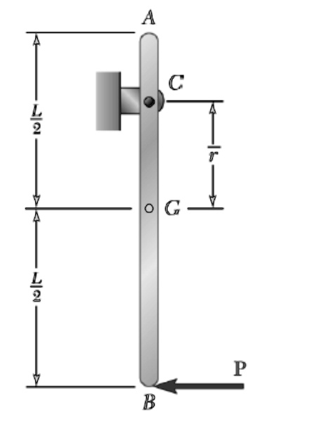 SOLVED: A uniform slender rod of length L = 1260 mm and mass m = 5.8 kg ...