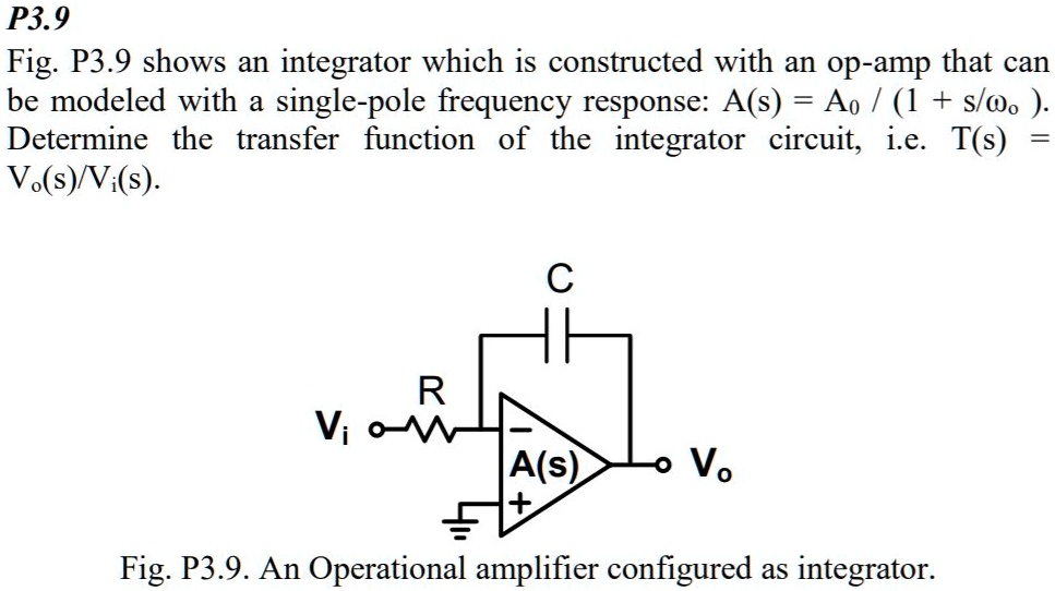 SOLVED: P3.9 Fig. P3.9 shows an integrator which is constructed with an op-amp that can be ...