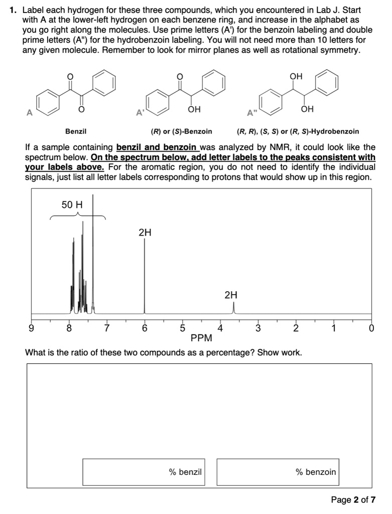 1. Label each hydrogen for these three compounds, which you encountered ...
