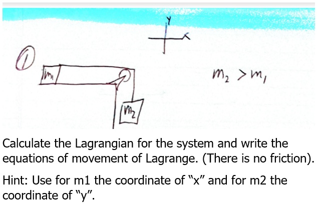 SOLVED: m2 >mi Calculate the Lagrangian for the system and write the equations of movement of ...