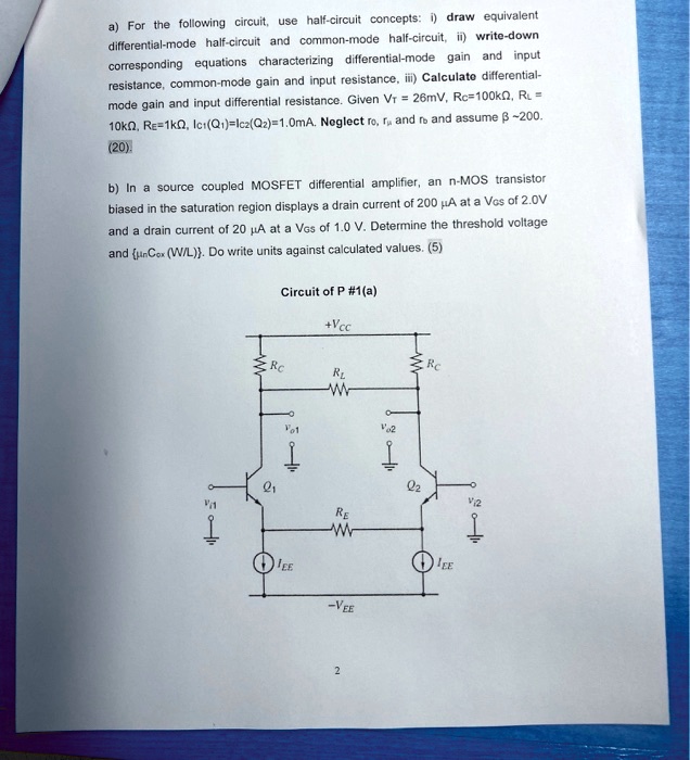 SOLVED: For the following circuit, use half-circuit concepts: i. Draw ... SOLVED: For the following circuit, use half-circuit concepts: i. Draw ...