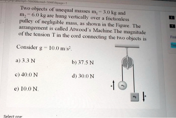 mt 660b8rcmicd 5044spage two objeets of unequal masses mp m 30 kg and 60 kg are hung vertically ...