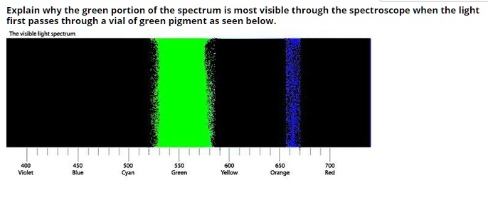 SOLVED: Explain why the green portion of the spectrum is most visible ...