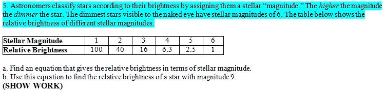 astronomers classify stars according to their brighmess by assigning ...