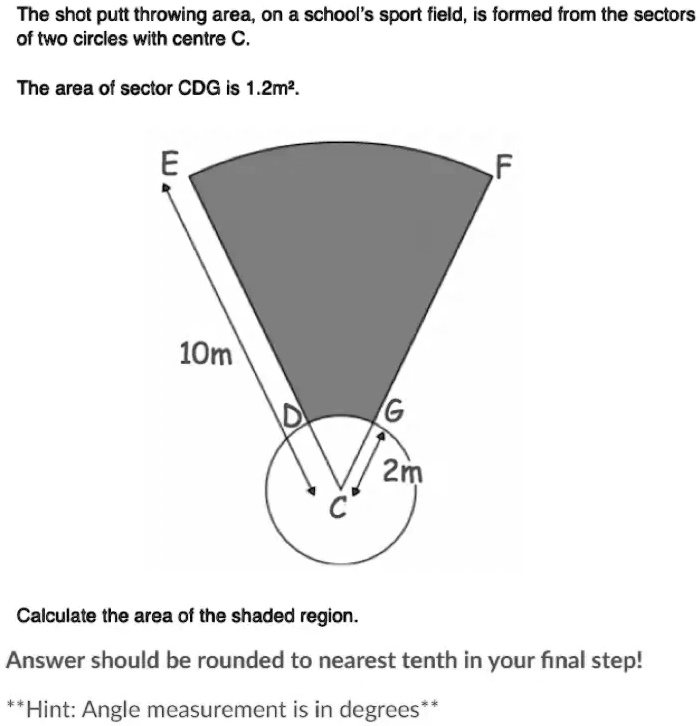 The shot putt throwing area, on a school's sport field, is formed from ...