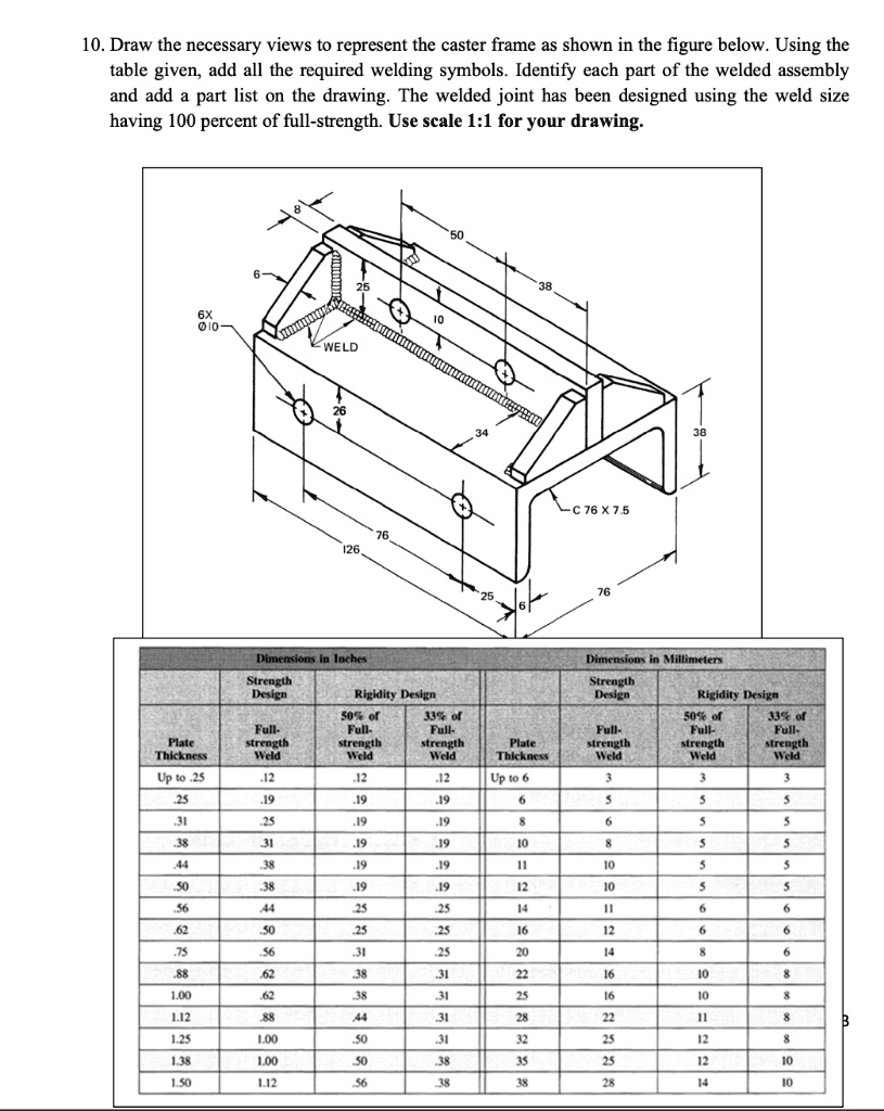 10draw the necessary views to represent the caster frame as shown in ...
