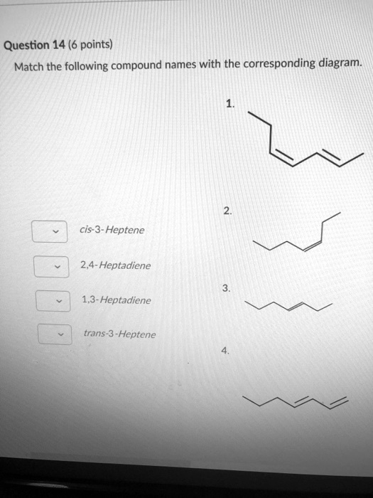 SOLVED: Question 14 (6 points) Match the following compound names with ...