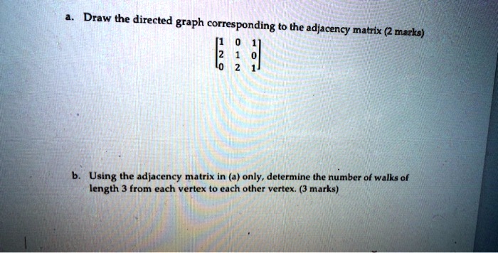 draw the directed graph corresponding to the adjacency matrix 2 marks 6 ...