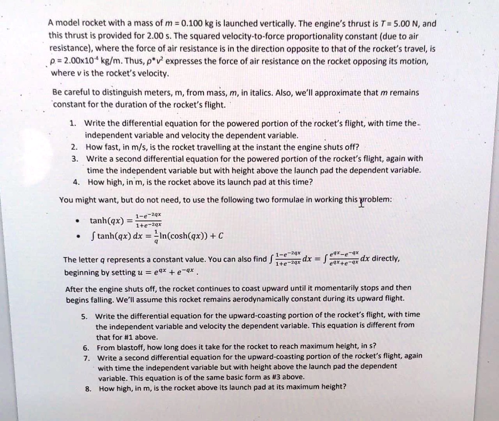 SOLVED: Texts: A model rocket with a mass of m = 0.100 kg is launched vertically. The engine's ...