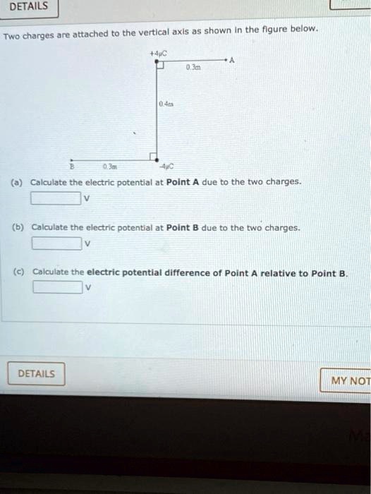 DETAILS Two charges are attached to the vertical axis as shown in the ...