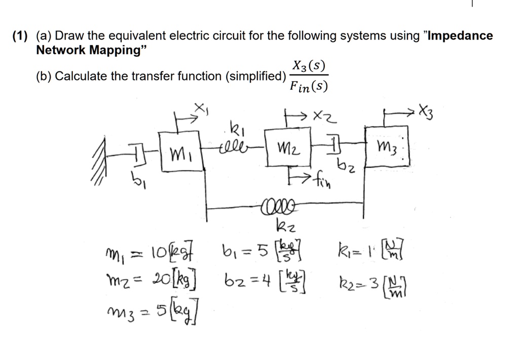 (1) (a) Draw the equivalent electric circuit for the following systems ...