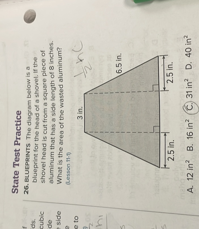 State Test Practice 26. BLUEPRINTS The diagram below is a blueprint for ...
