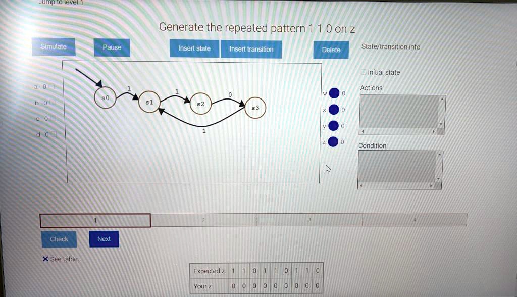 generate the repeated pattern 1 1 0 on z jumptolevel1 generate the repeated pattern 110 on z ...