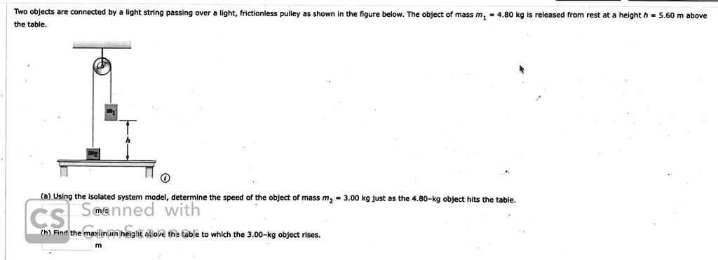 Solved Two Objects Are Connected By A Light String Passing Over A Light Frictionless Pulley As