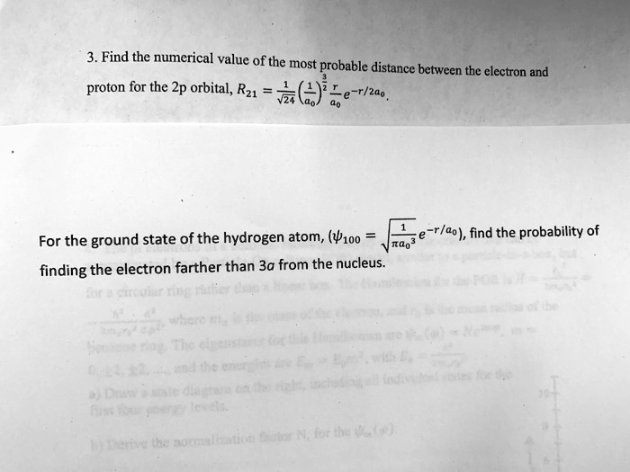 Solved 3 Find The Numerical Value Of The Most Probable Distance