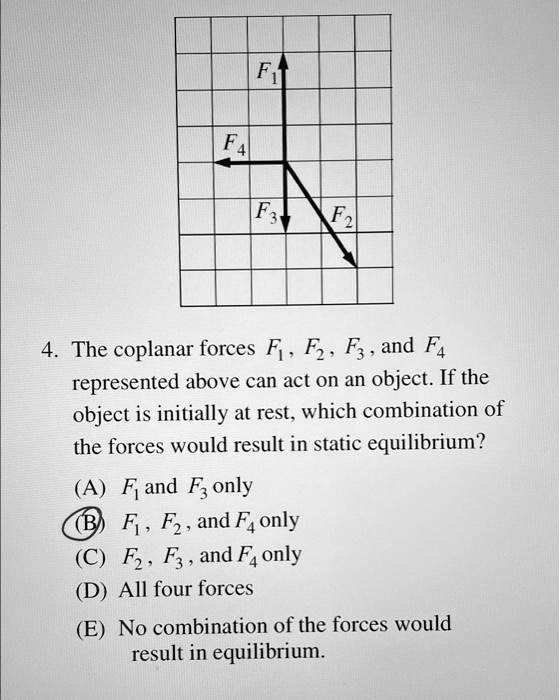 SOLVED: How? Fit FA F31 F 4.The coplanar forces FFFand F4 represented above can act on an object ...