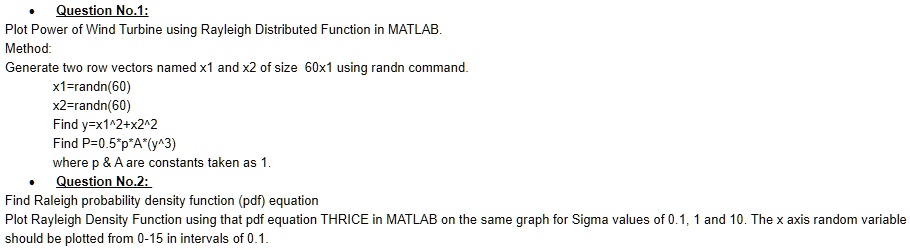 Plot Power Of Wind Turbine Using Rayleigh Distributed Function In Matlab Method Generate Two