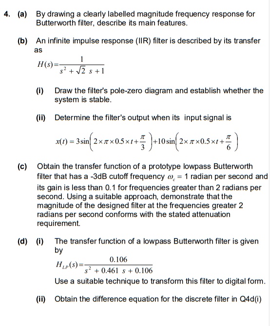 SOLVED: (a) By drawing a clearly labeled magnitude frequency response ... SOLVED: (a) By drawing a clearly labeled magnitude frequency response ...
