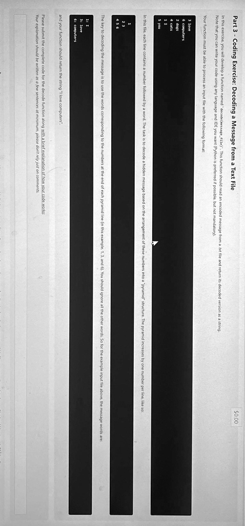 Part 3 Coding Exercise Decoding A Message From A Text File In This Exercise You Will Develop A