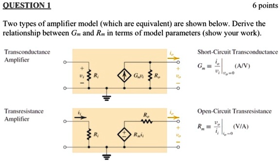 SOLVED: Two types of amplifier models (which are equivalent) are shown ...