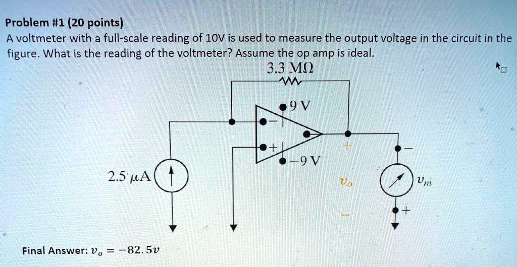 Problem #1 (20 points) A voltmeter with a full-scale reading of 10V is used to measure the ...