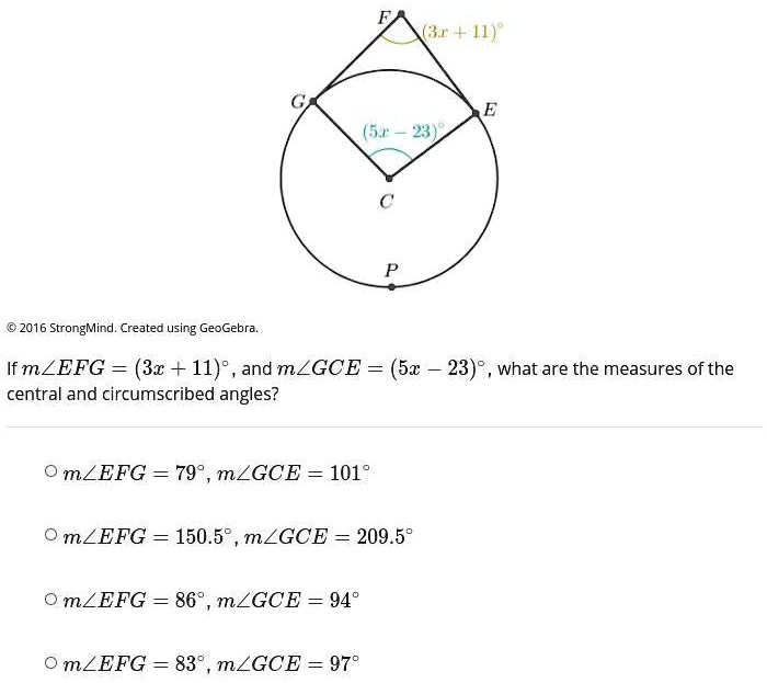 Please help!! Study the diagram of circle C. A circumscribed angle, âˆ ...