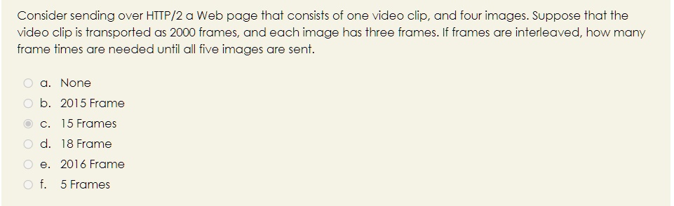 consider sending over http2 a web page that consists of one video clip and four imagessuppose ...