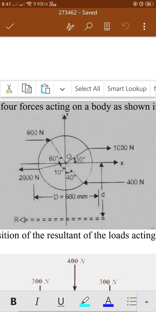 SOLVED: '1. Determine the resultant of the four forces acting on a body as shown in figure.