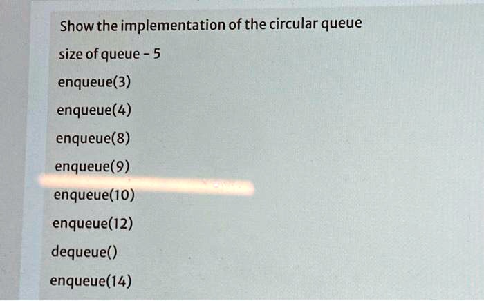 Solved Show The Implementation Of The Circular Queue Size Of Queue 5 Enqueue3 Enqueue4