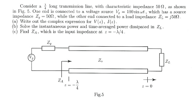 SOLVED: Consider a long transmission line with characteristic impedance ...