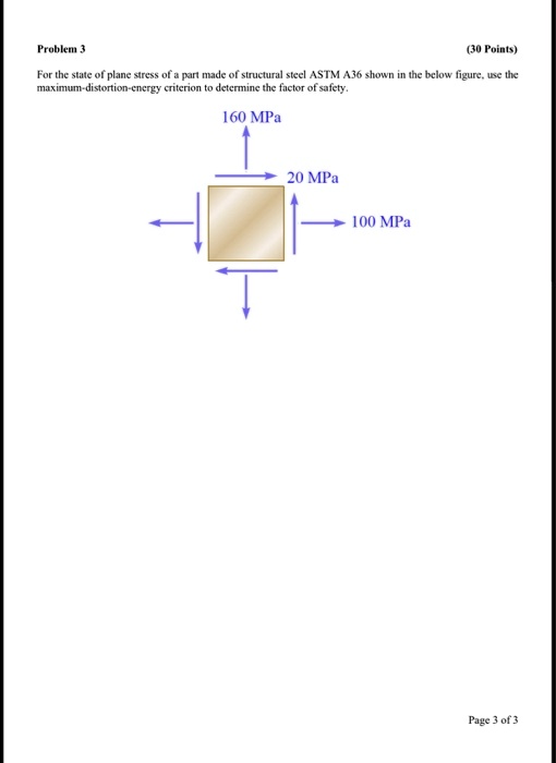 SOLVED: Problem 3 30 Points For the state of plane stress of a part ... SOLVED: Problem 3 30 Points For the state of plane stress of a part ...