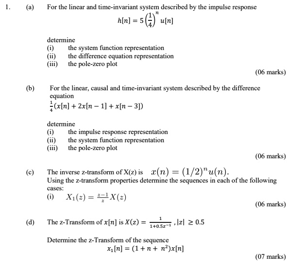 (a) For the linear and time-invariant system described by the impulse ...