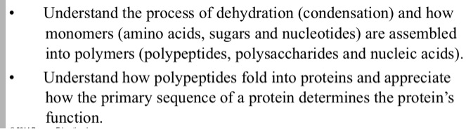 SOLVED: Understand the process of dehydration (condensation) and how ...