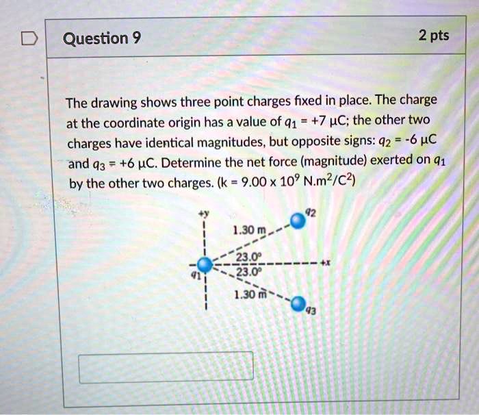 SOLVED: Question 9 2 pts The drawing shows three point charges fixed in ...