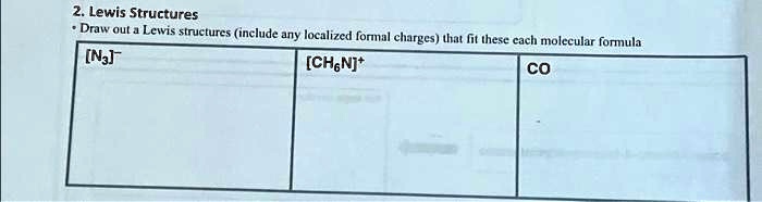 SOLVED: 2. Lewis Structures: Draw out Lewis structures, including any localized formal charges ...