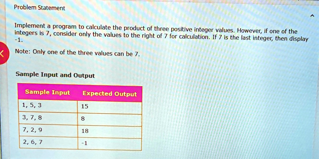 Problem Statement Implement A Program To Calculate The Product Of Three Positive Integer Values 9971