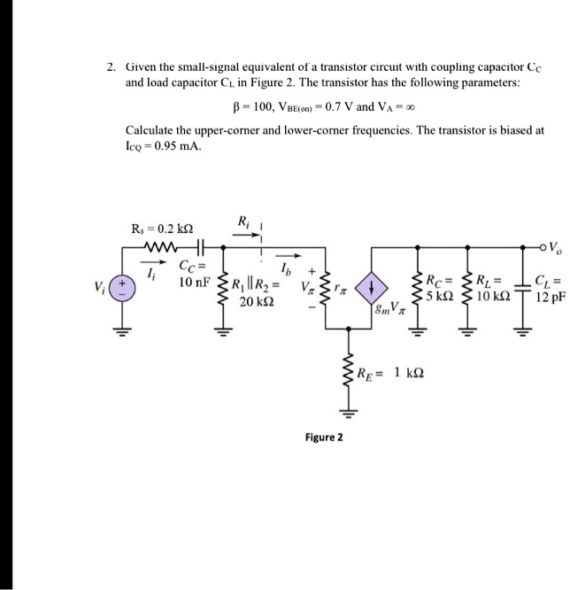 SOLVED: Given the small-signal equivalent of a transistor circuit with ...