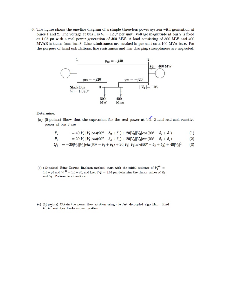 The figure shows the one-line diagram of a simple three-bus power ...