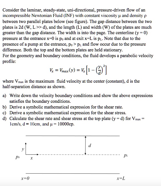 SOLVED: Consider the laminar, steady-state, uni-directional, pressure-driven flow of an ...