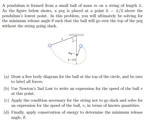 a pendulum is formed from small ball of mass on a string of length l as ...