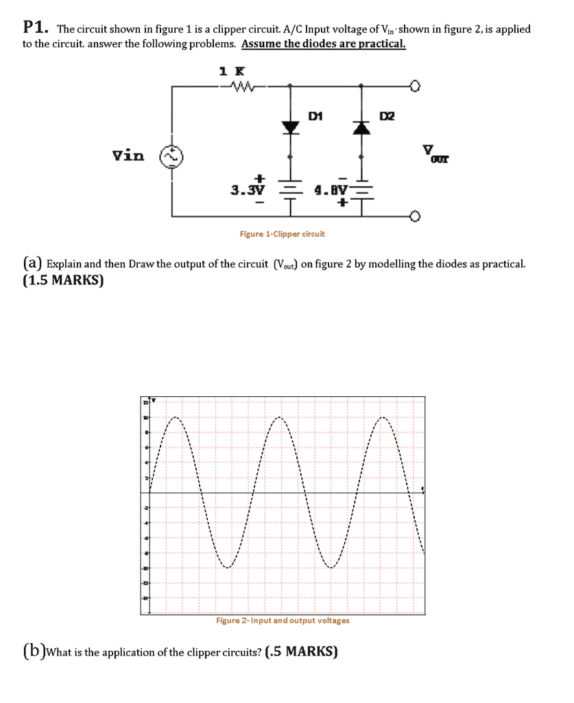 SOLVED: The circuit shown in Figure 1 is a clipper circuit. The A/C input voltage of Vin, shown ...