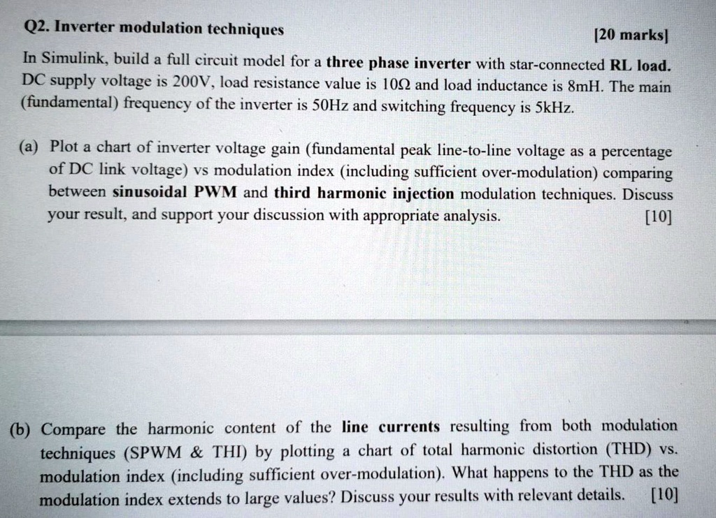 Answer in detail please q2inverter modulation techniques...