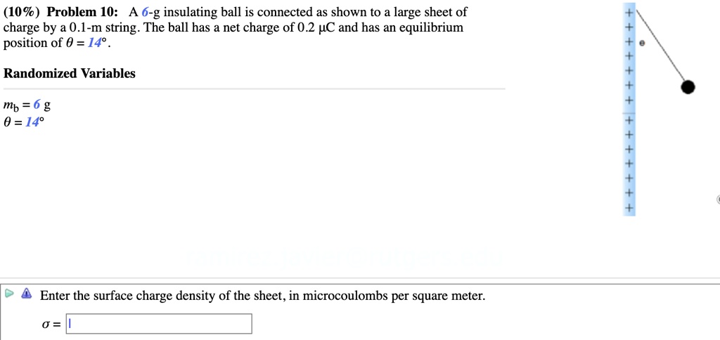 SOLVED: (10%) Problem 10: A 6-g insulating ball is connected as shown ...