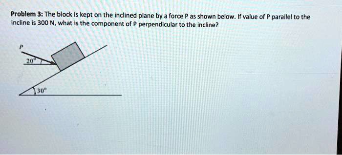 SOLVED: Problem 3: The block is kept on the inclined plane by a force ...